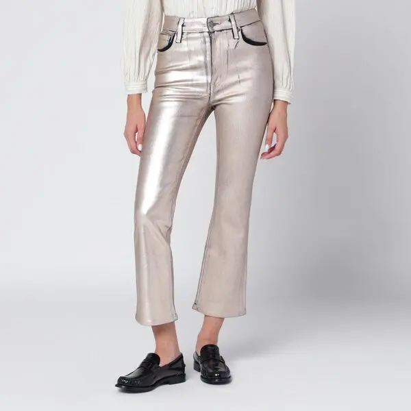 FRAME Metallic Effect Cropped Trousers