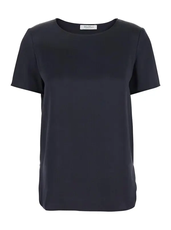 Max Mara Dida' Blue Crewneck T-shirt In Silk - Multicolor