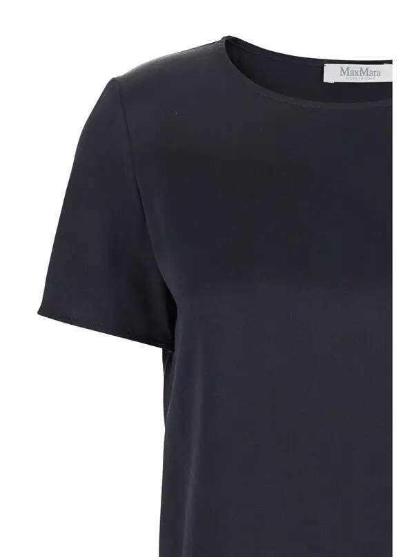 Max Mara Dida' Blue Crewneck T-shirt In Silk - Multicolor
