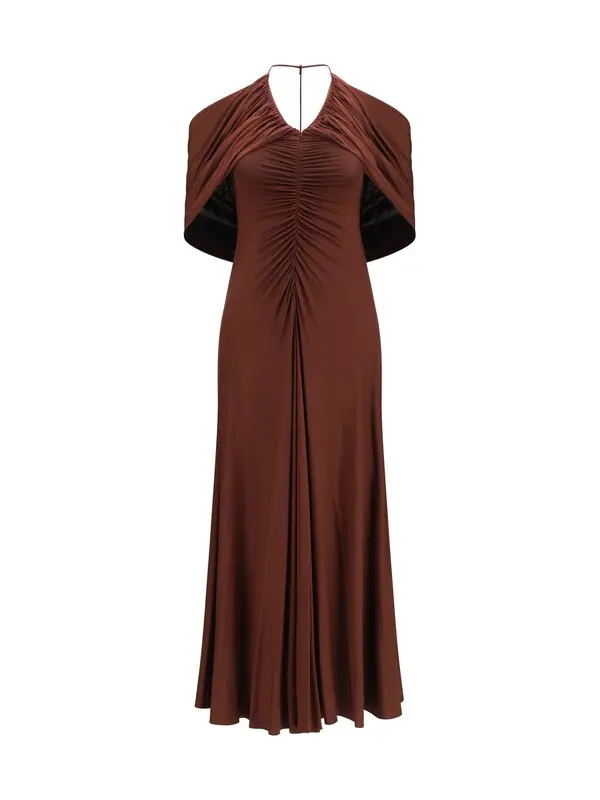 SELF-PORTRAIT Jersey Midi Dress - Brown