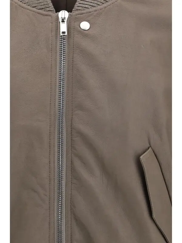 Rick Owens Secchia Flight Bomber In Lambskin Leather With Padding - Gray