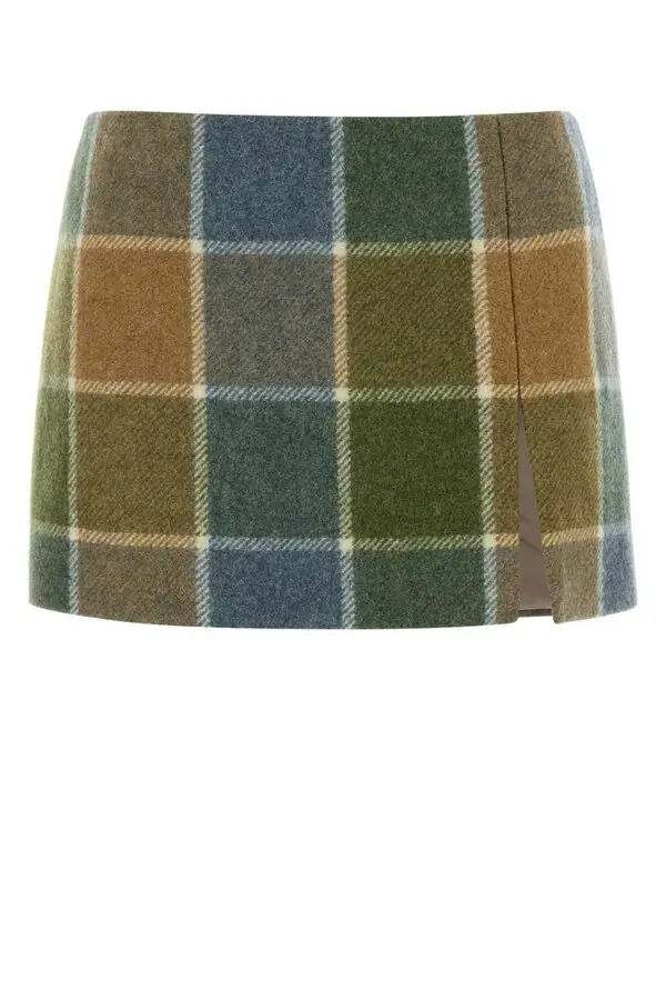 Miu Miu Embroidered Wool Mini Skirt - Multicolor