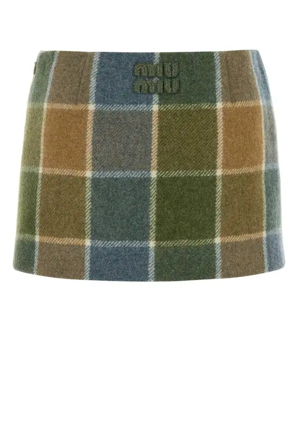 Miu Miu Embroidered Wool Mini Skirt