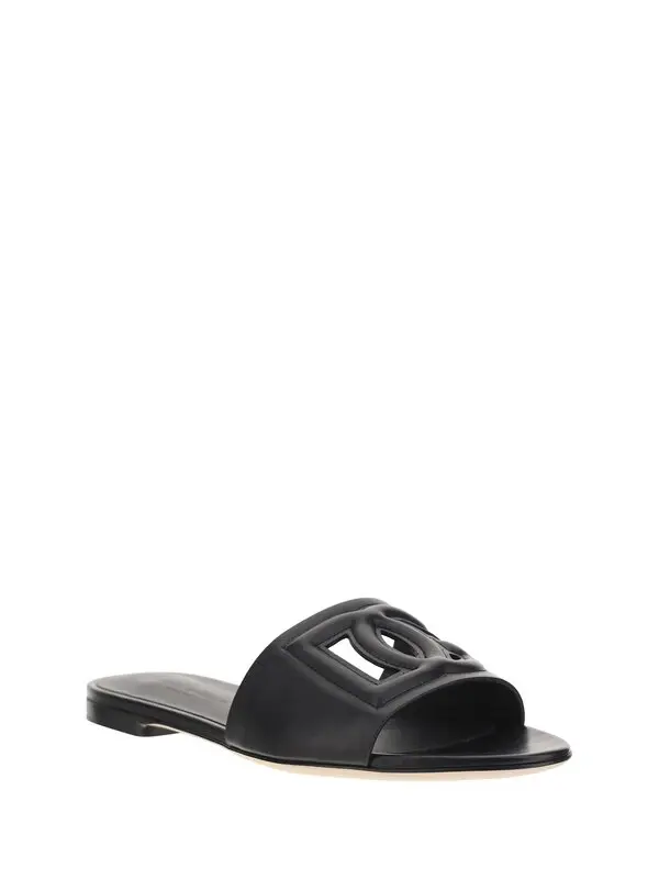 Dolce & Gabbana Millenials Leather Sandals - Black