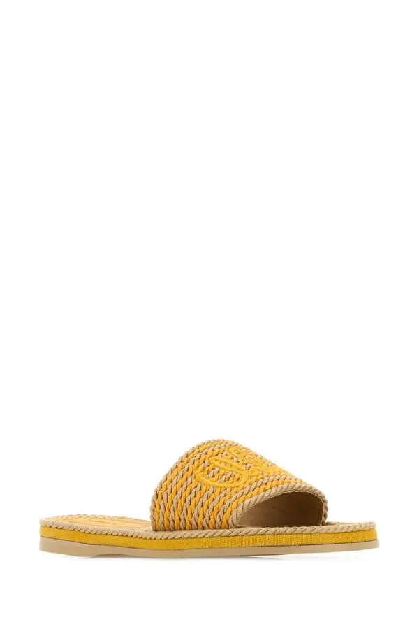 Chloé Embroidered Raffia Slippers - Multicolor