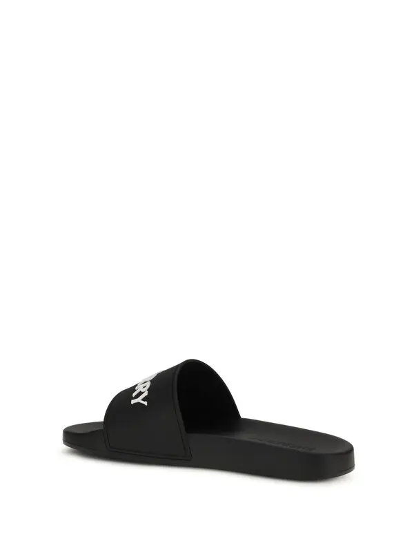 Burberry Logo Slippers - Black