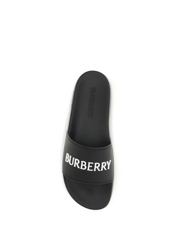 Burberry Logo Slippers - Black