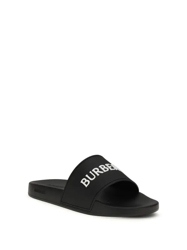 Burberry Logo Slippers - Black