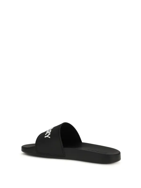 Burberry Logo Slippers - Black
