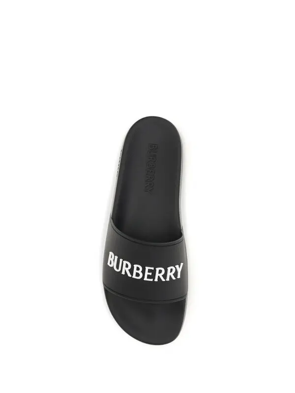 Burberry Logo Slippers - Black