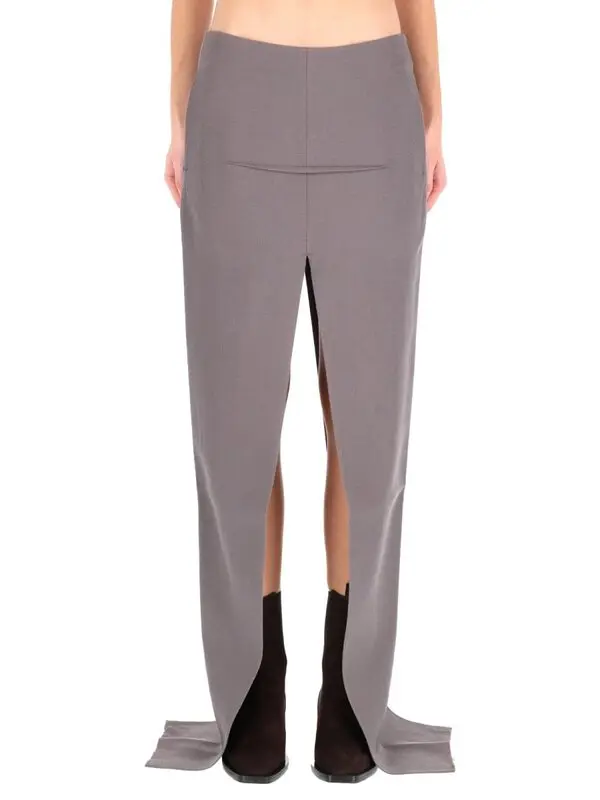 Rick Owens Long Skirt With Center Slits - Gray
