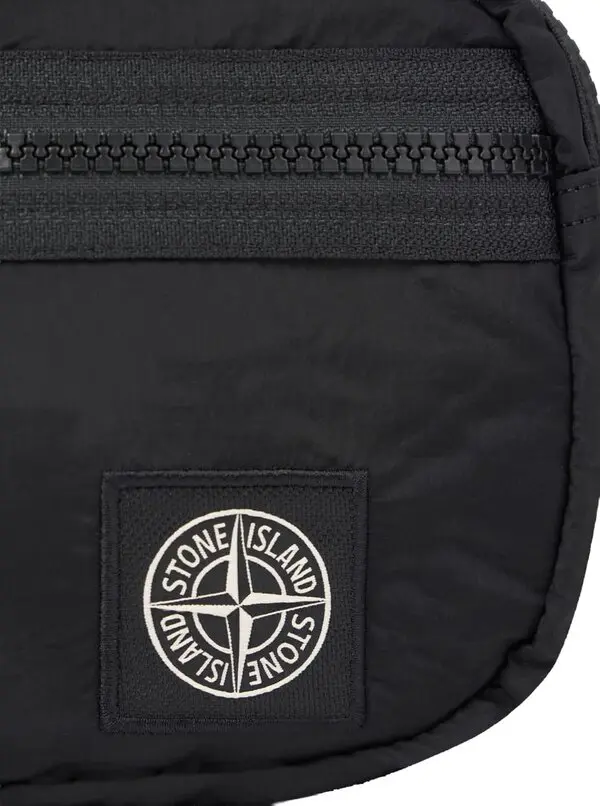 Stone Island Black Belt Bag With Adjustable Straps And Logo Patch On The Front In Tech Fabric For - Multicolor
