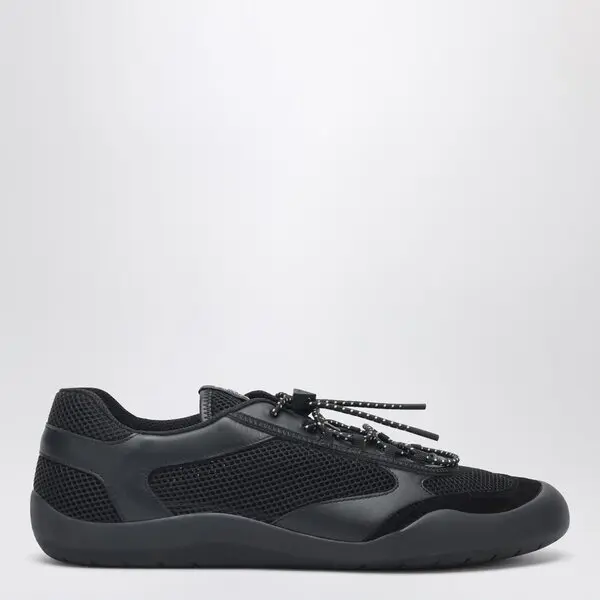 Prada Speedrock Sneakers In Leather And Mesh - Black