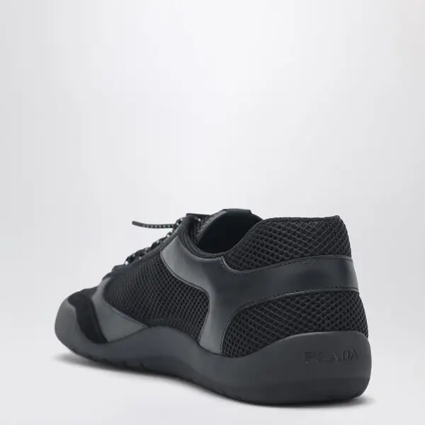 Prada Speedrock Sneakers In Leather And Mesh - Black