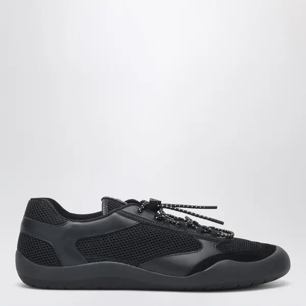 Prada Speedrock Leather And Mesh Sneakers - Black