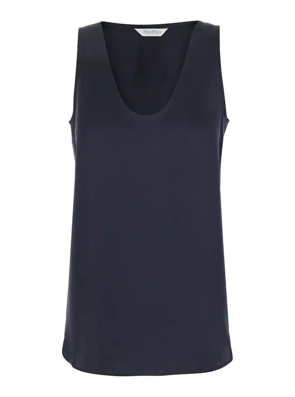 Max Mara Filly' Blue Sleeveless Top With Round Neck In Silk - Multicolor