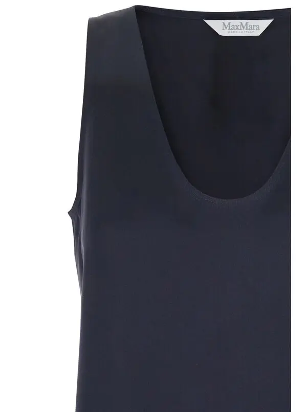 Max Mara Filly' Blue Sleeveless Top With Round Neck In Silk - Multicolor
