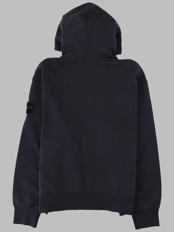 Stone Island Logo Patch Hooded Sweatshirt - Blue