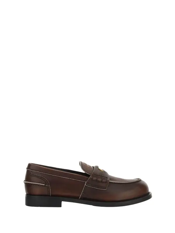 Miu Miu Leather Loafers - Brown