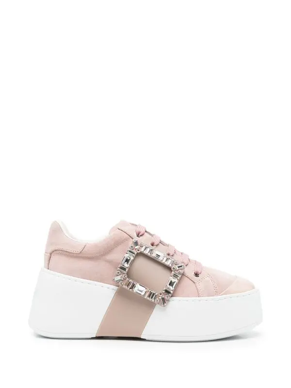ROGER VIVIER Viv Skate High Strass Leather Sneakers - Multicolor