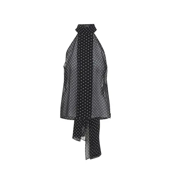 TOM FORD Polka Dot Silk Lavallier Top - Black