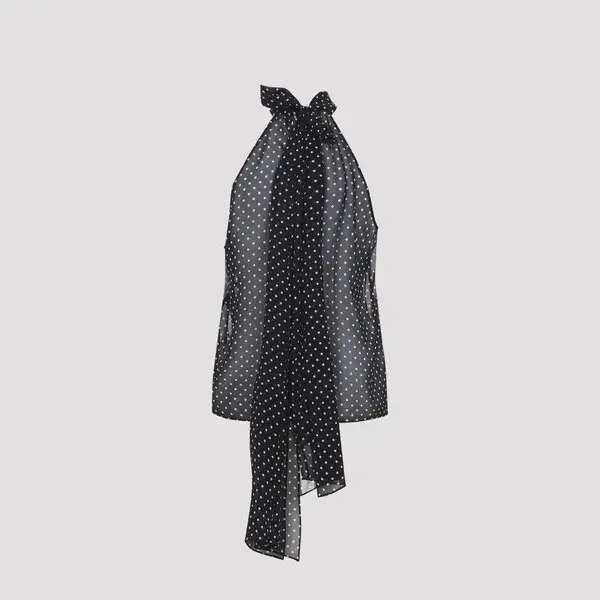TOM FORD Polka Dot Silk Lavallier Top - Black