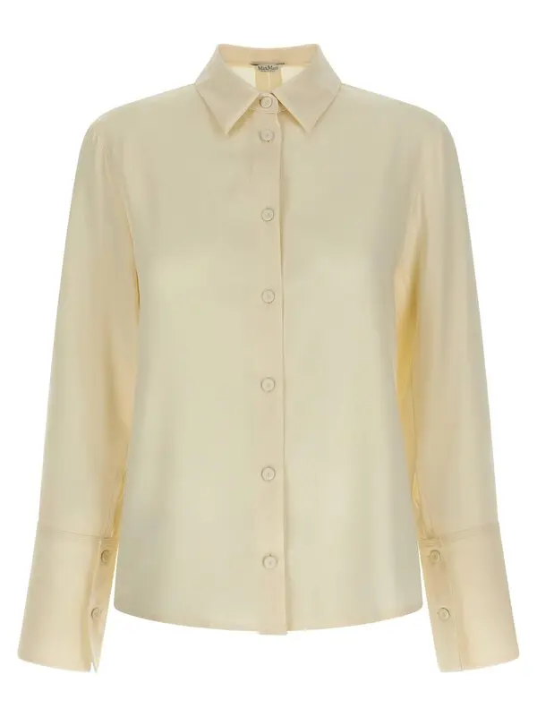 Max Mara Mxpvoliera Stretch Silk Crêpe De Chine Shirt - White