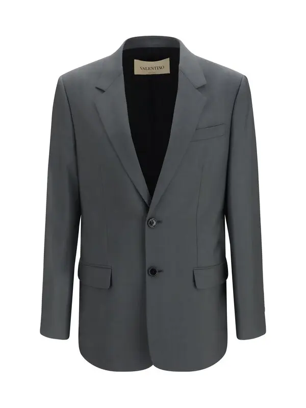 Valentino Garavani Single-breasted Wool And Mohair Jacket - Gray