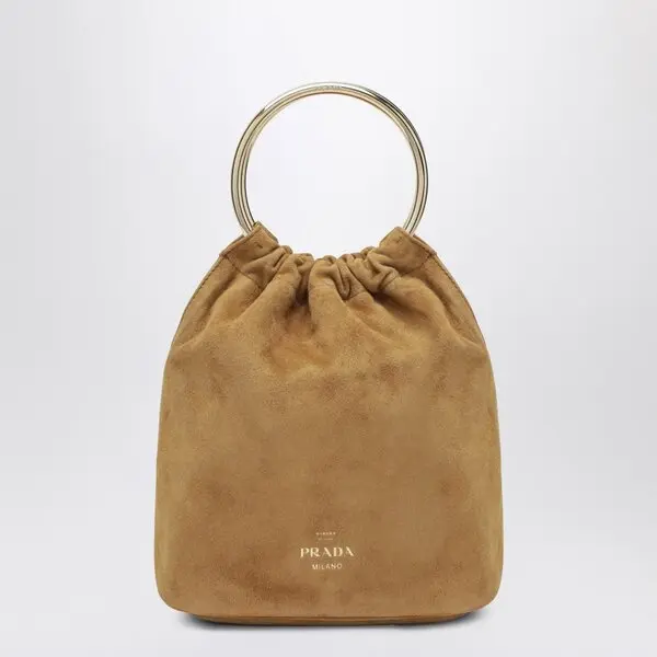 Prada Mini Bucket Bag In Cinnamon Suede - Brown
