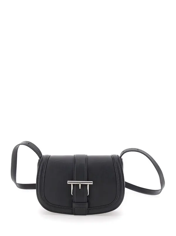 Alexander McQueen Satchel Mini' Black Crossbody Bag With T-buckle And Embossed Logo In Leather - Multicolor