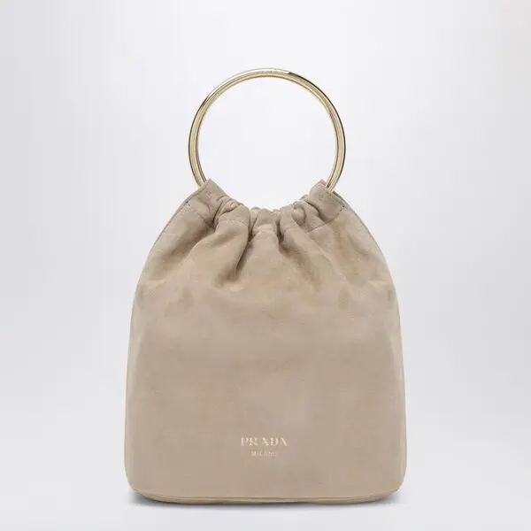 Prada Mini Bucket Bag In Desert Suede - Orange