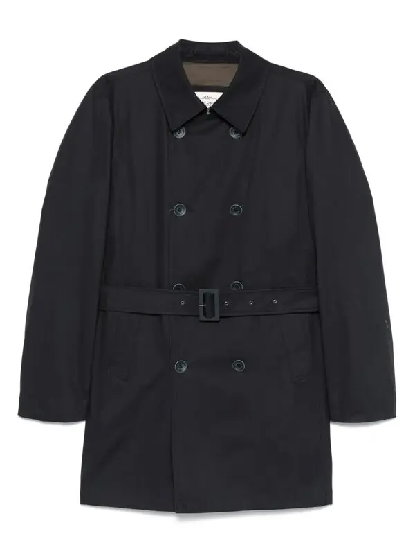 Herno Double-breasted Trench Coat In Dean - Blue