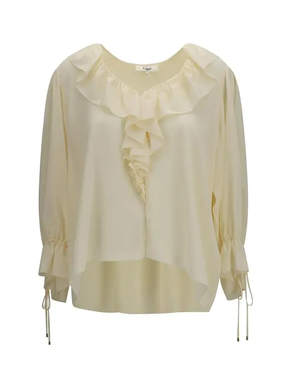 Chloé Ruffled V-neck Shirt - Multicolor