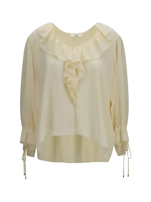 Chloé Ruffled V-neck Shirt - Multicolor