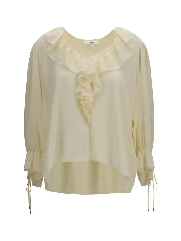 Chloé Ruffled V-neck Shirt - Multicolor