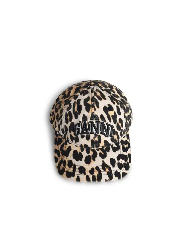 GANNI Leopard Print Cotton Cap