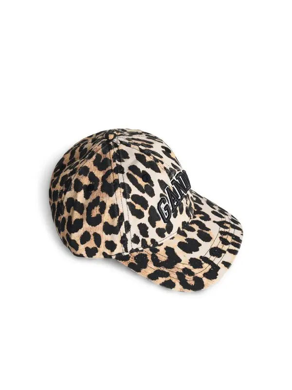 GANNI Leopard Print Cotton Cap