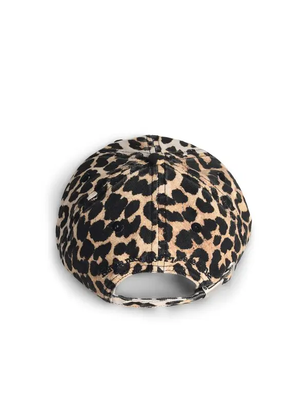 GANNI Leopard Print Cotton Cap