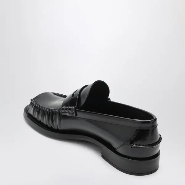 Prada Brushed Leather Peep-toe Loafers