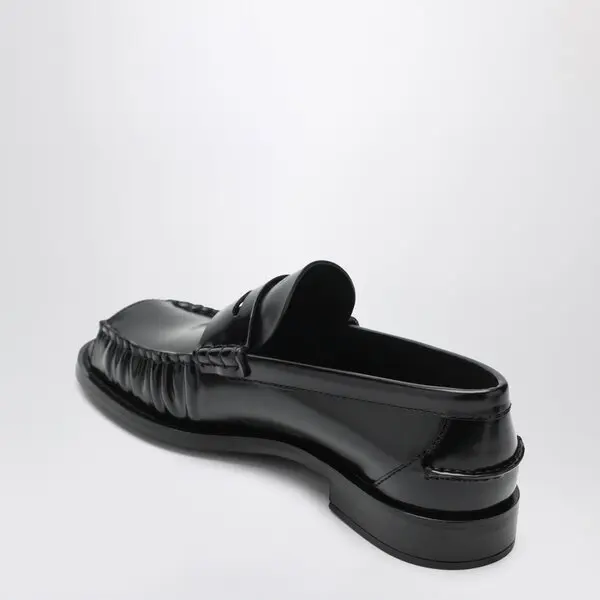 Prada Brushed Leather Peep-toe Loafers