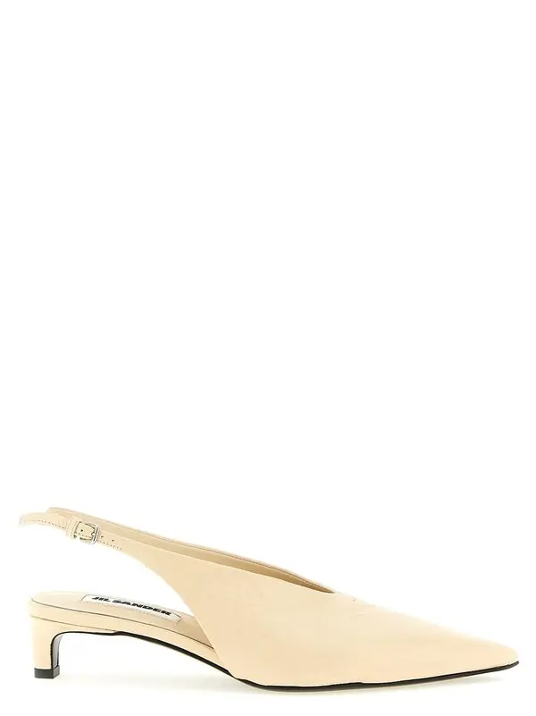 JIL SANDER Leather Slingback - Cream