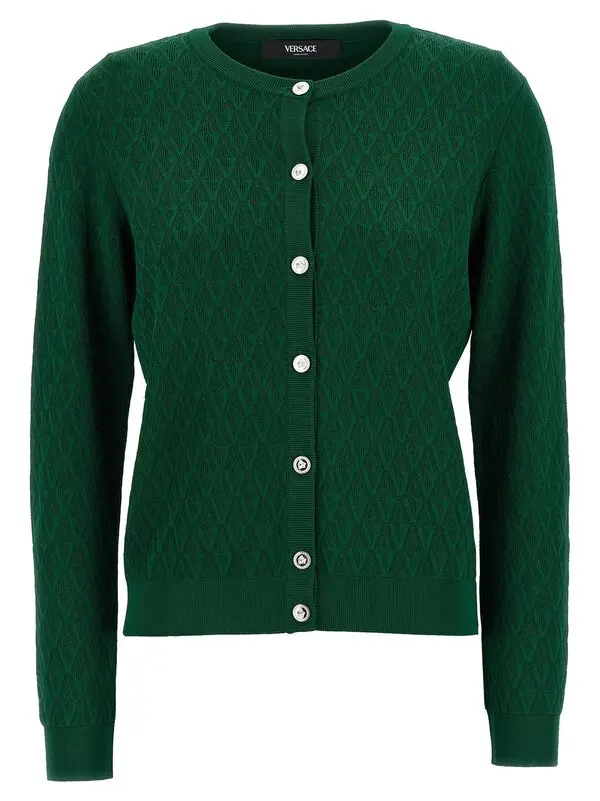 Versace V-pattern Stretch Viscose Cardigan