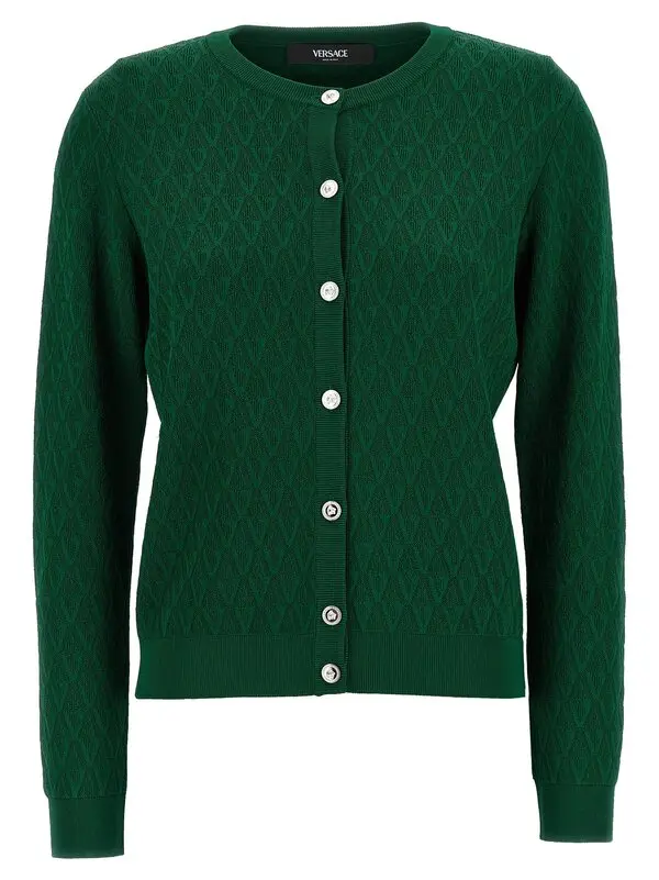 Versace V-pattern Stretch Viscose Cardigan - Green