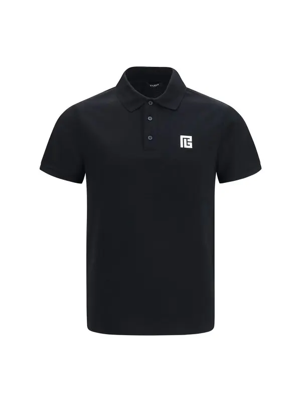 Balmain Pb Embroidered Logo Polo - Black