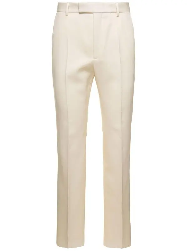 Gucci White Straight-leg Pants With Cities Patch In Wool - Multicolor