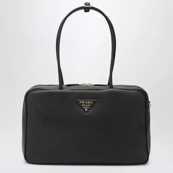 Prada Large Duffle Bag In Leather - Black