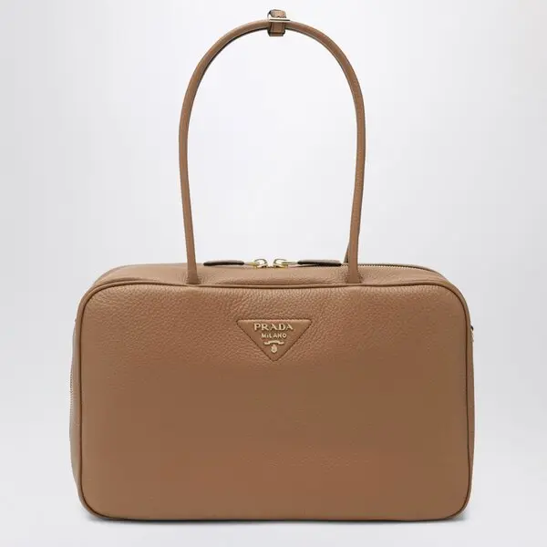 Prada Large Duffle Bag In Caramel Leather