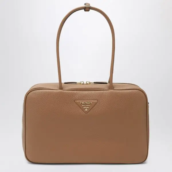 Prada Large Duffle Bag In Caramel Leather - Brown