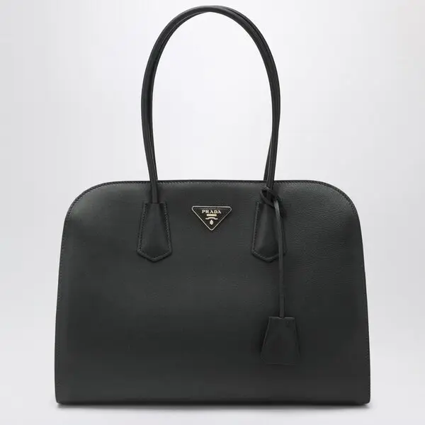 Prada Large Shopping Bag In Leather - Black