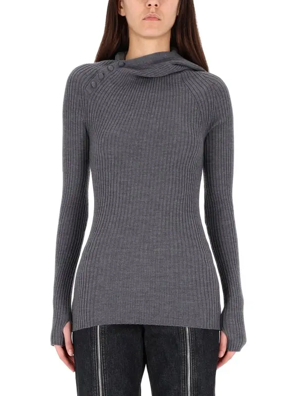 JEAN PAUL GAULTIER Ribbed Wool Sweater - Gray